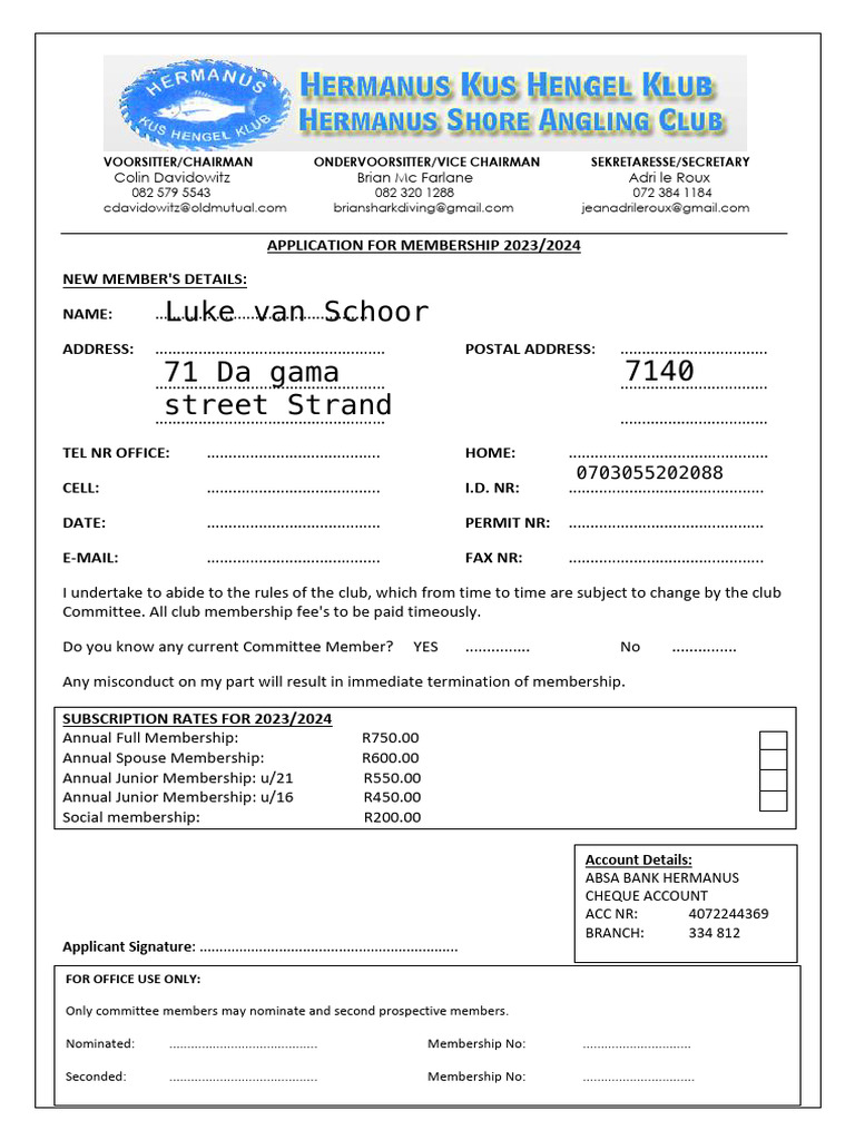 Membership Application Form 2023/2024 | PDF