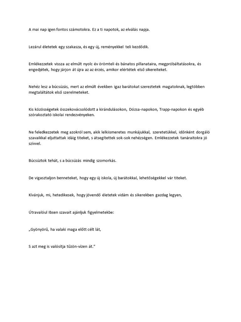 Ballagási Szöveg | PDF