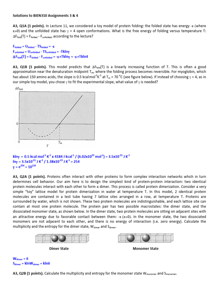 Solutions3 4 | PDF | Protein Folding | Denaturation (Biochemistry)