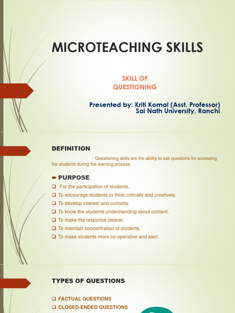 Microteaching Skills | PDF | Question | Learning