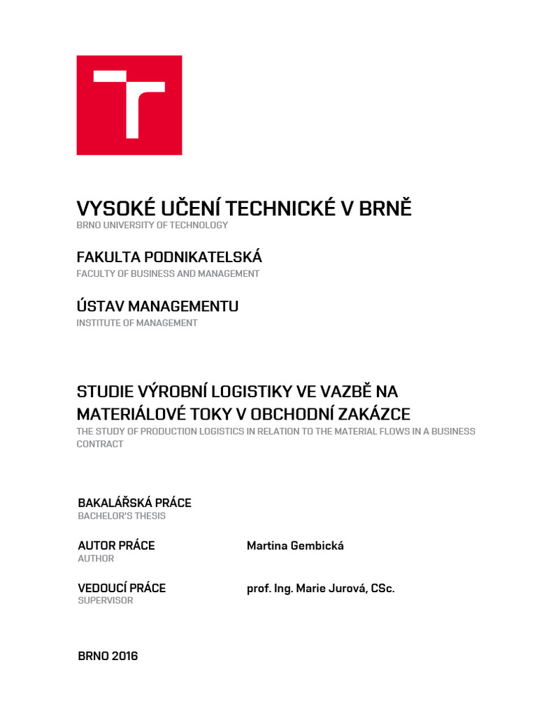 Studie Výrobnej Loigistiky | PDF