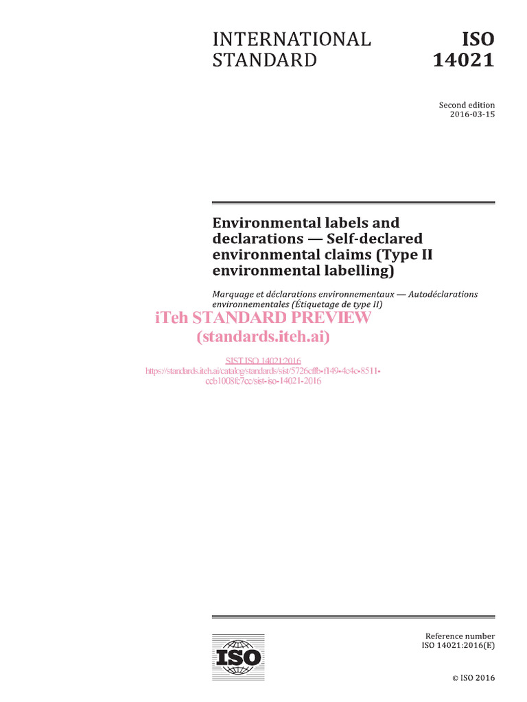 ISO14021 Environmentals Labels and Declarations | PDF