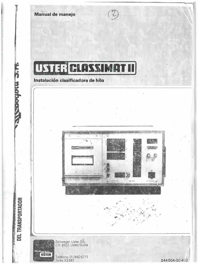 Uster Classimat II | PDF | Papel | Equipo de oficina