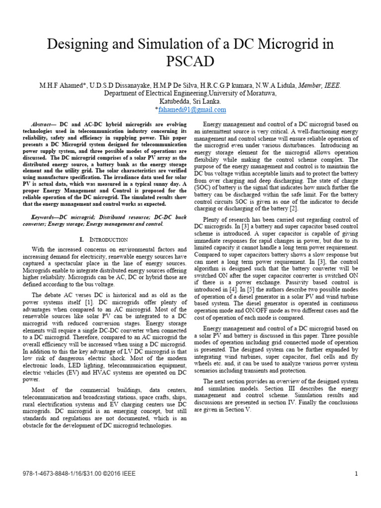 Modelling and Simulation of A Solar PV and Battery Based DC Microgrid System | PDF | Distributed ...