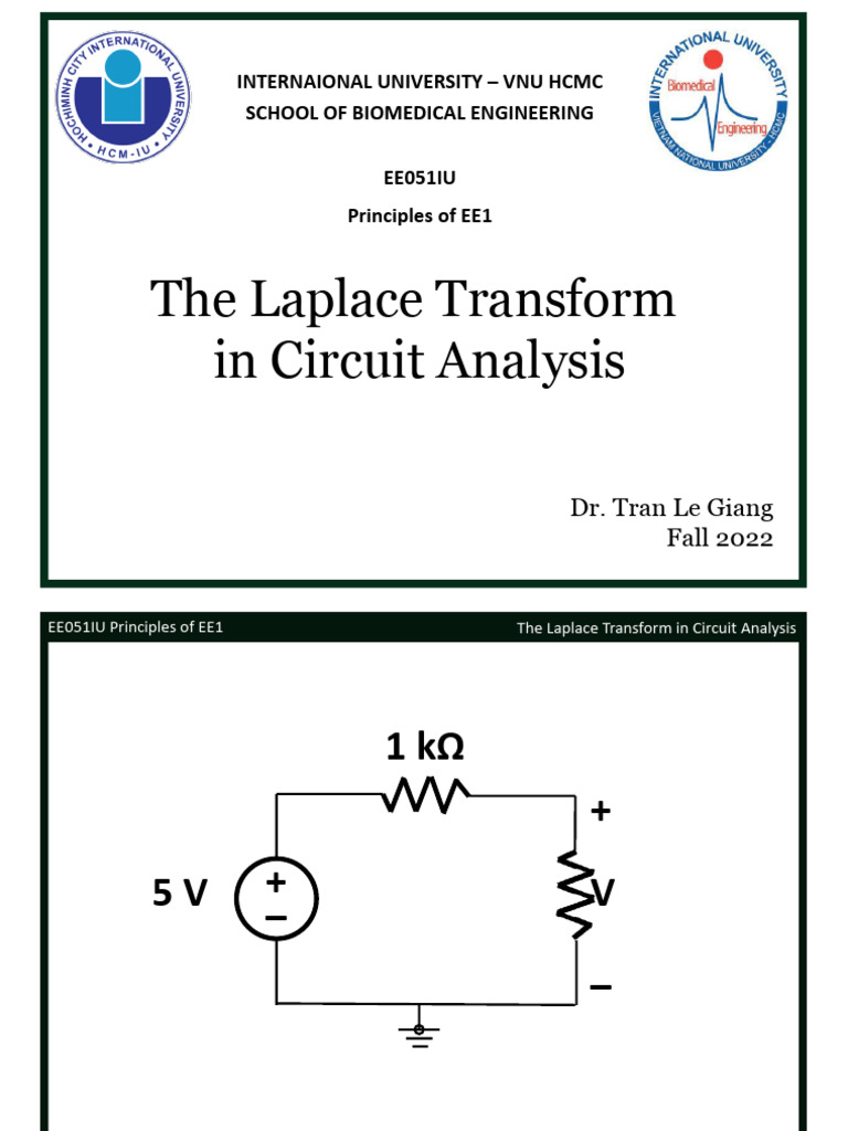 Lecture Intro To Laplace Transform Handout | PDF | Electrical Network | Laplace Transform