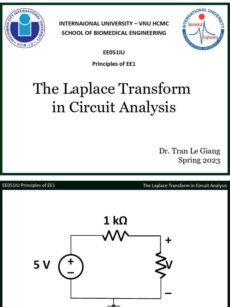 Lecture Intro To Laplace Transform V2 Handout | PDF | Electrical Network | Network Analysis ...