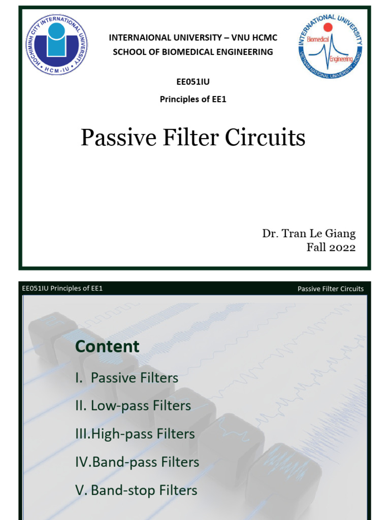 Lecture Passive Filter Circuit Handout | Download Free PDF | Electronic Filter | Low Pass Filter