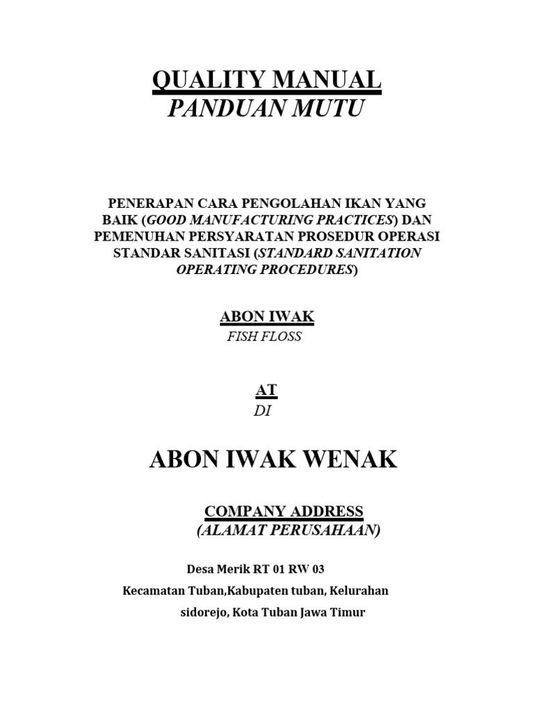 Panduan GMP dan SSOP Abon Ikan | PDF