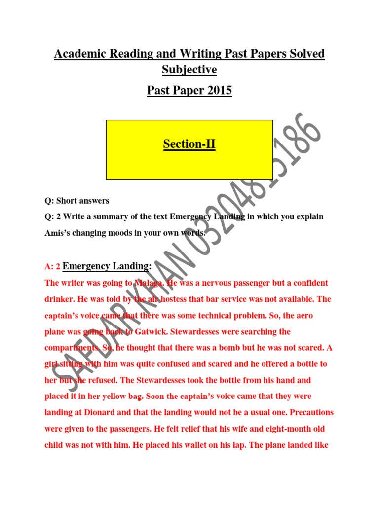 Academic Reading and Writing Past Papers Solved Subjective | PDF ...