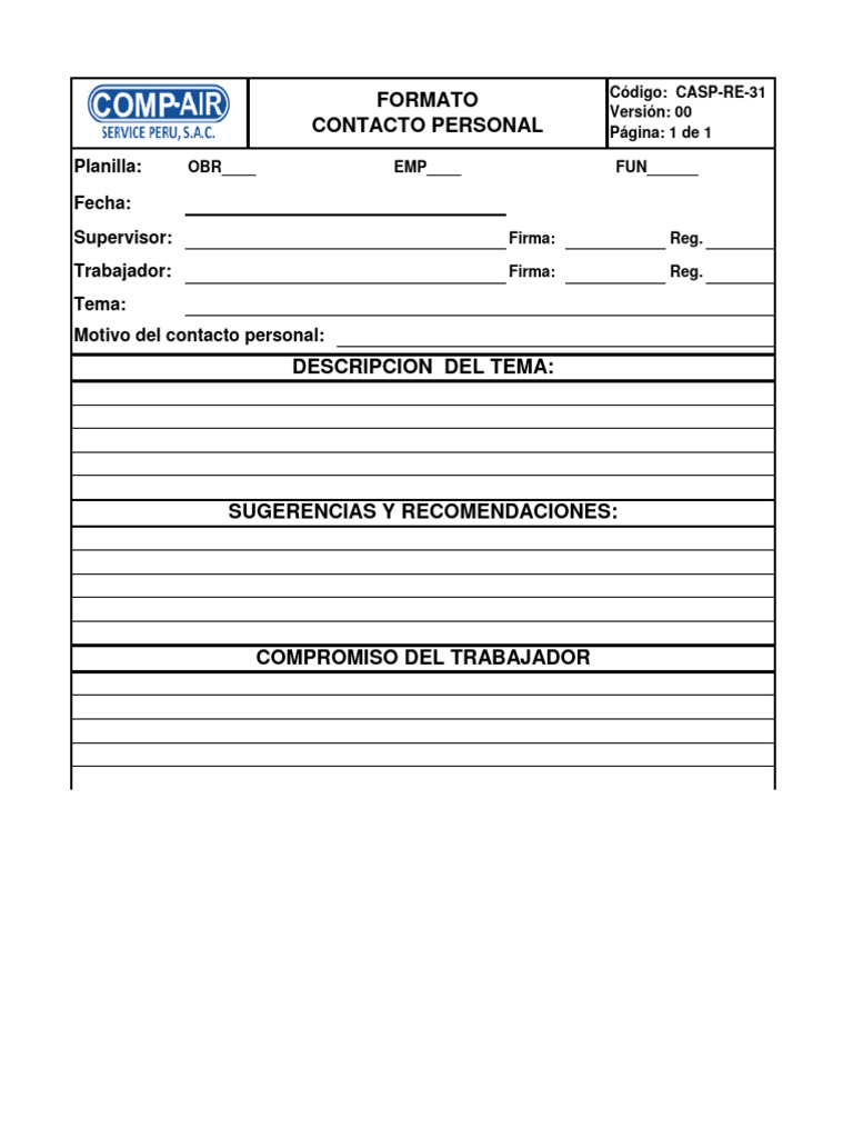 Ficha de Contacto Personal | PDF