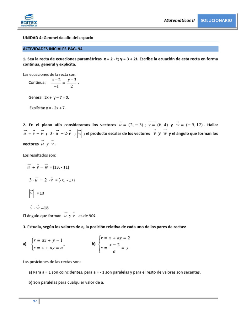Tema 4 Geometria Afin Del Espacio Pdf Triángulo Línea Geometría