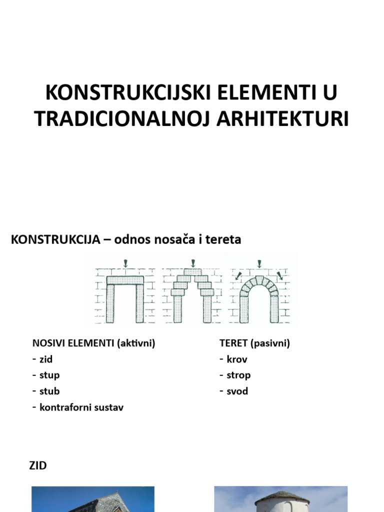Konstrukcijski Elementi u Tradicionalnoj Arhitekturi (1) | PDF