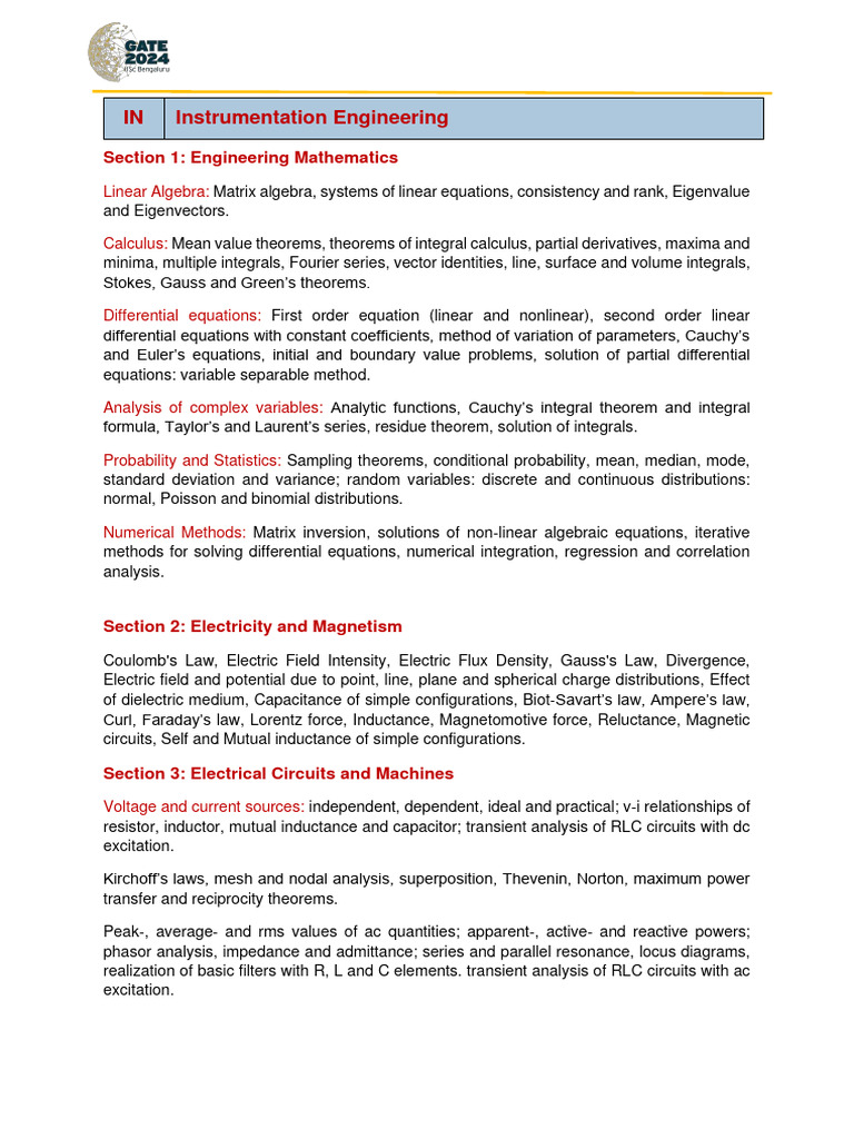 IN Instrumentation Engineering | PDF | Inductance | Analog To Digital Converter