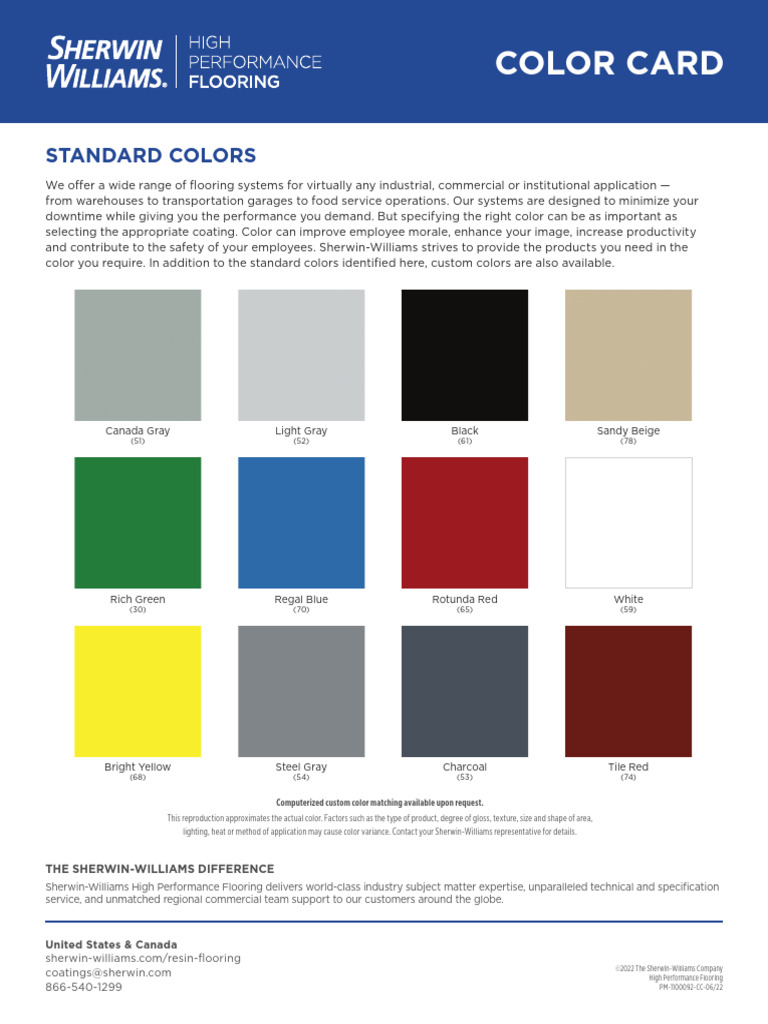 Flooring-Standard-Color-Card-Sherwin-Williams-NA (1) | PDF | Color | Vision