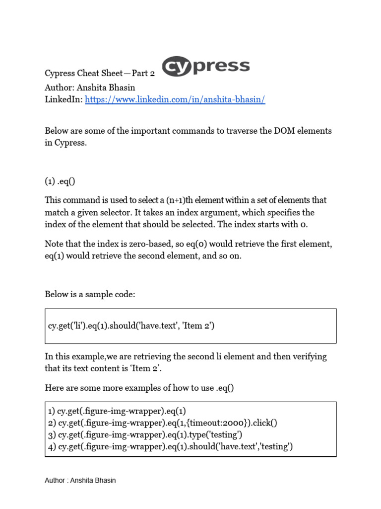Cypress Traverse Commands | PDF | Sibling | Computing