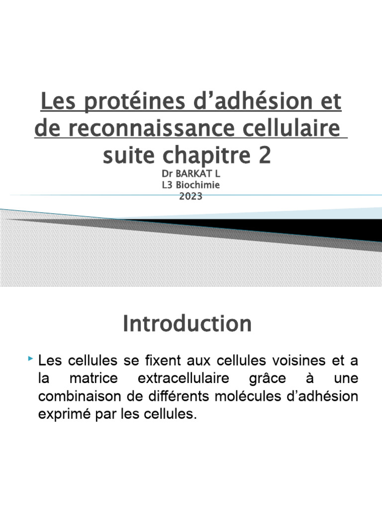Les Protéines D'adhésion Et de Reconnaissance Cellulaire | PDF ...