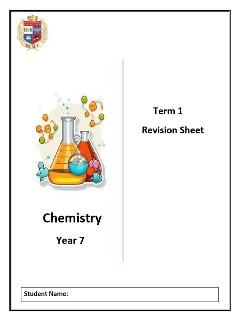 Chemistry Y7 Revision Sheet TERM 1 | PDF | Chemical Elements | Chemistry