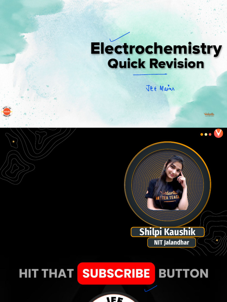Electrochemistry: Quick Revision | PDF | Redox | Electrochemistry