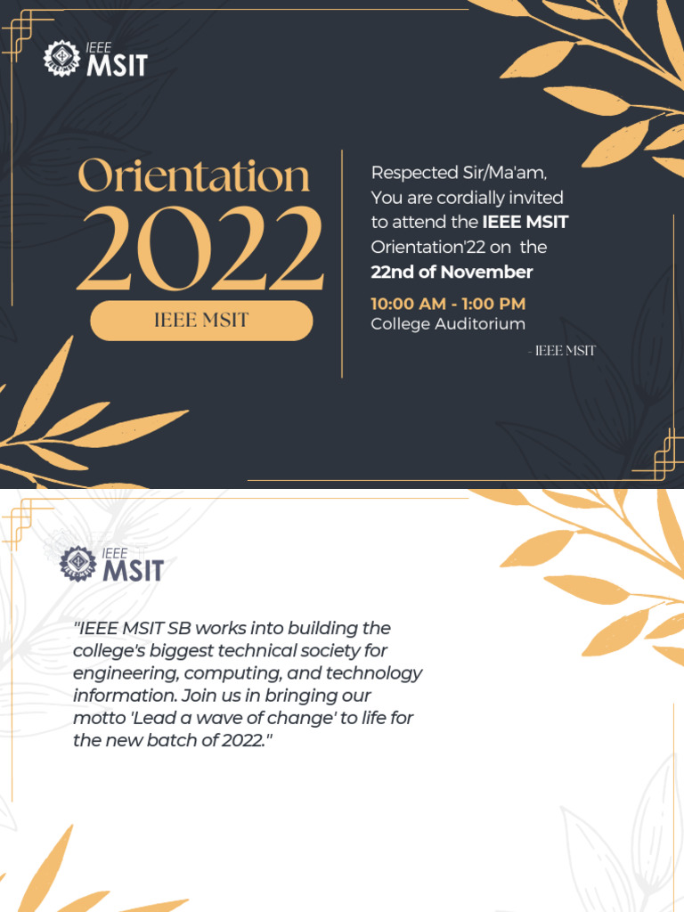 Ieee Orientation Invitation | PDF