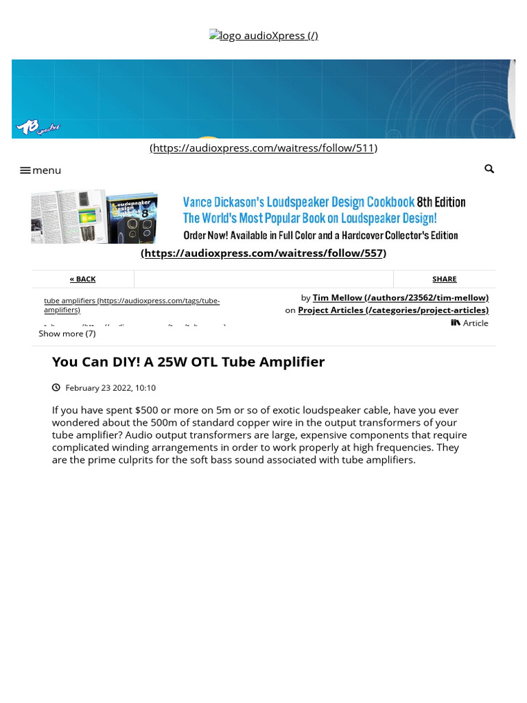 You Can DIY! A 25W OTL Tube Amplifier - Audioxpress | PDF | Amplifier ...