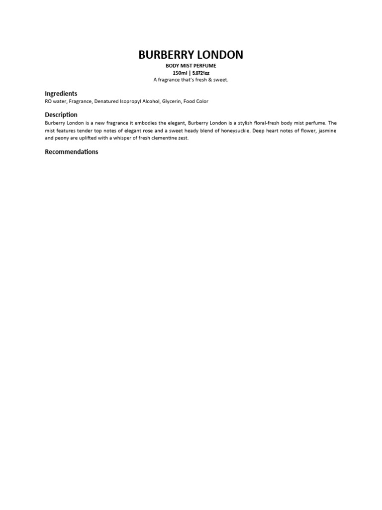 Fresh Floral Body Mist for Women | PDF