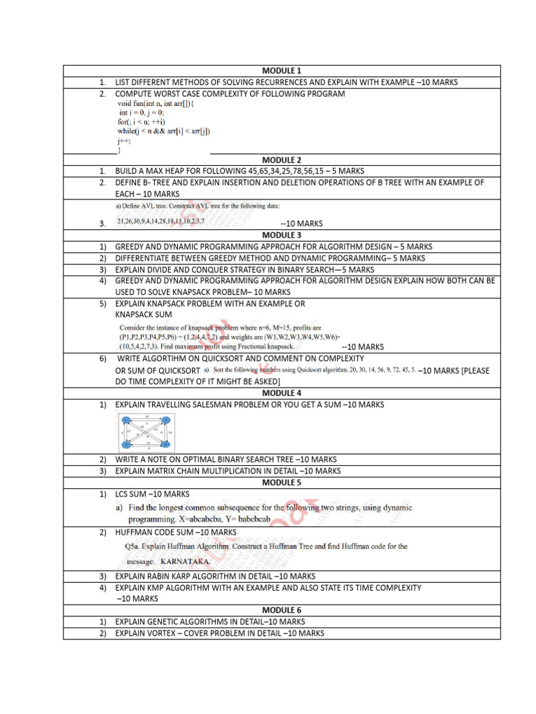 Adsa Imp Questions For Semester | PDF | Technology & Engineering