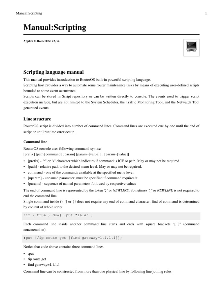Mikrotik Scripting | PDF | Scope (Computer Science) | Variable (Computer Science)