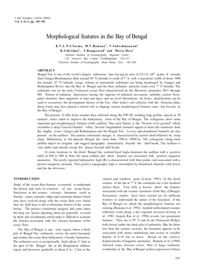 Morphological Features of Bay of Bengal | PDF | Seabed | Continental Shelf