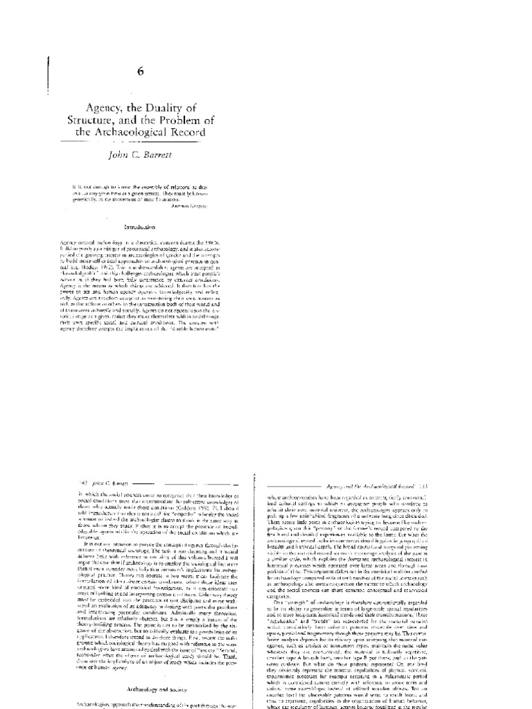 BARRETT - Agency, The Duality of Structure YA | PDF