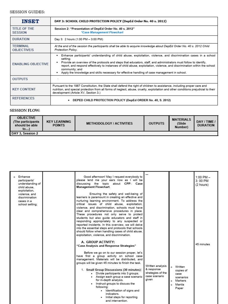 CPP Case Manegement Flowchart-Session-Guide | PDF | Violence | Child Abuse