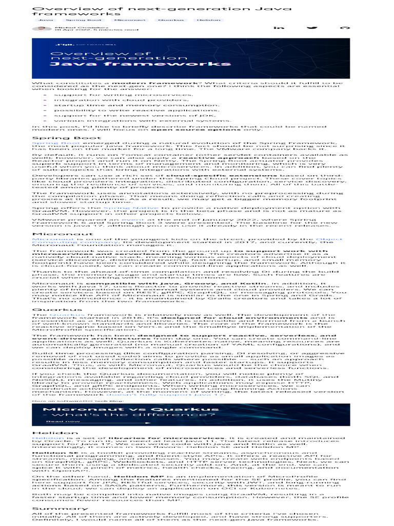 Overview of Next-Generation Java Frameworks (2022) | PDF | Spring ... Overview of Next-Generation Java Frameworks (2022) | PDF | Spring ...