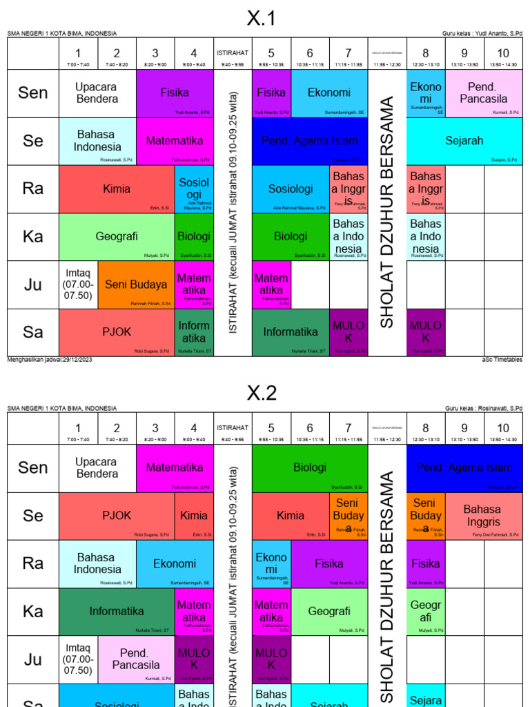 Jadwal Kelas Genap 2023-2024 | PDF