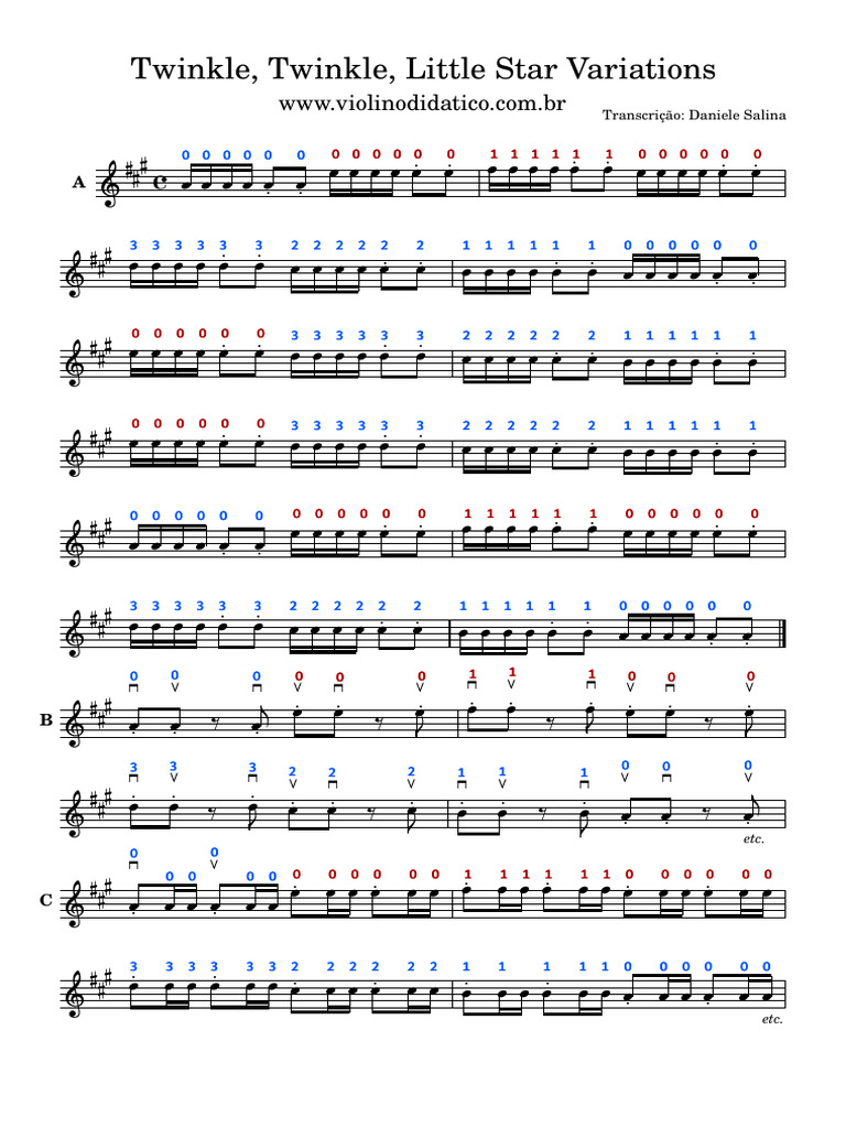 Twinkle, Twinkle Variations for Violin | PDF