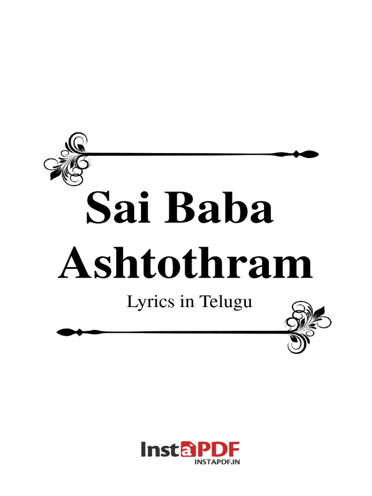 Instapdf - in Sai Baba Ashtothram Telugu 377 | PDF