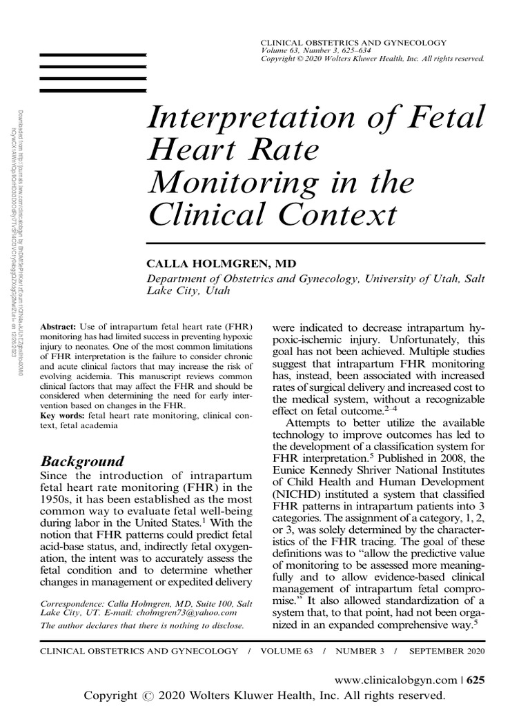 Interpretation of Fetal Heart Rate Monitoring In.20 | PDF | Childbirth ...
