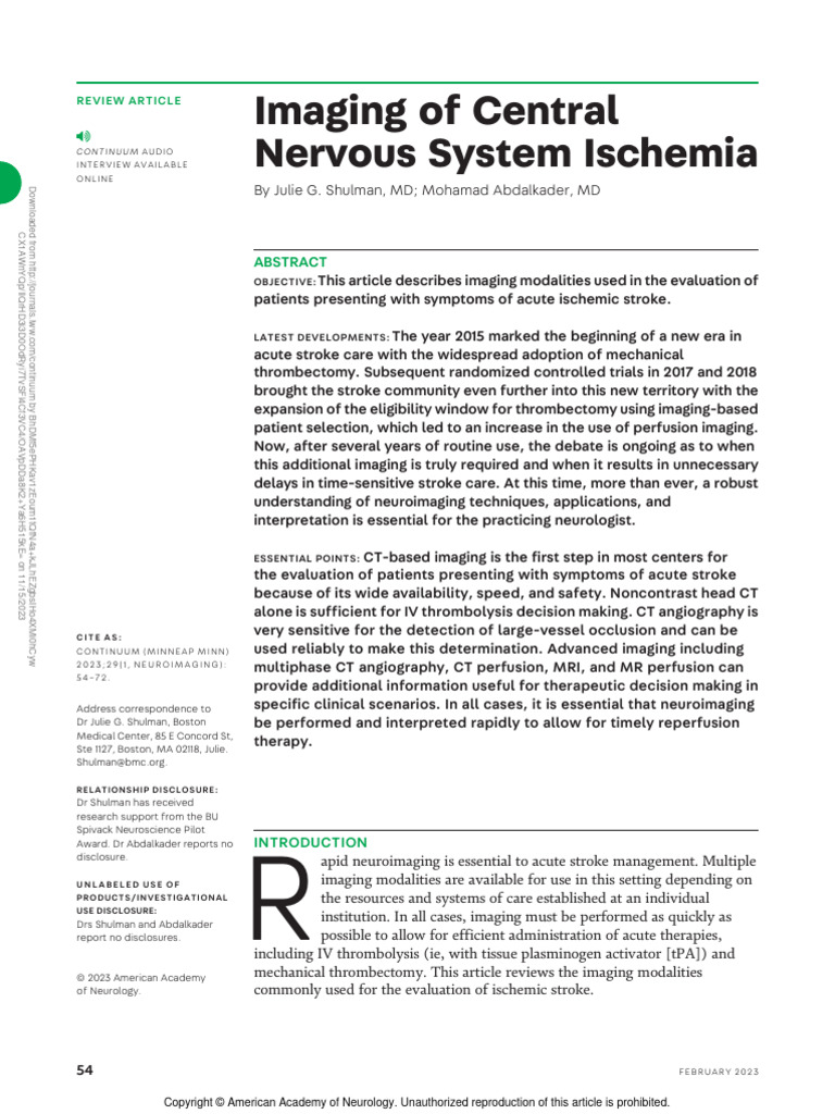 Imaging of Central Nervous System Ischemia.6 | PDF | Stroke | Ct Scan