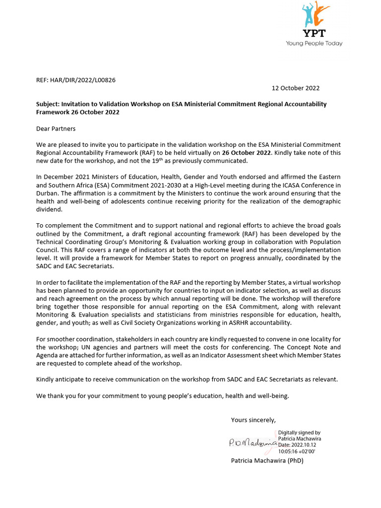 Invitation Letter - RAF Validation Workshop - FINAL | PDF | Business ...