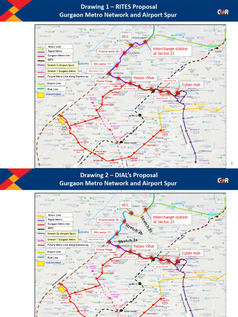 GGN Metro Map | PDF | Delhi | Routes