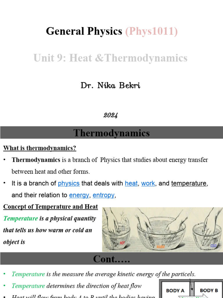 General Physics - Unit - 9 - Heat and Thermodynamics | Descargar gratis PDF | Temperature | Heat