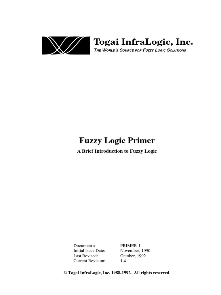 NOTE - Togai InfraLogic, Inc - Fuzzy Logic Primer-7 PP, 1992 | PDF ...