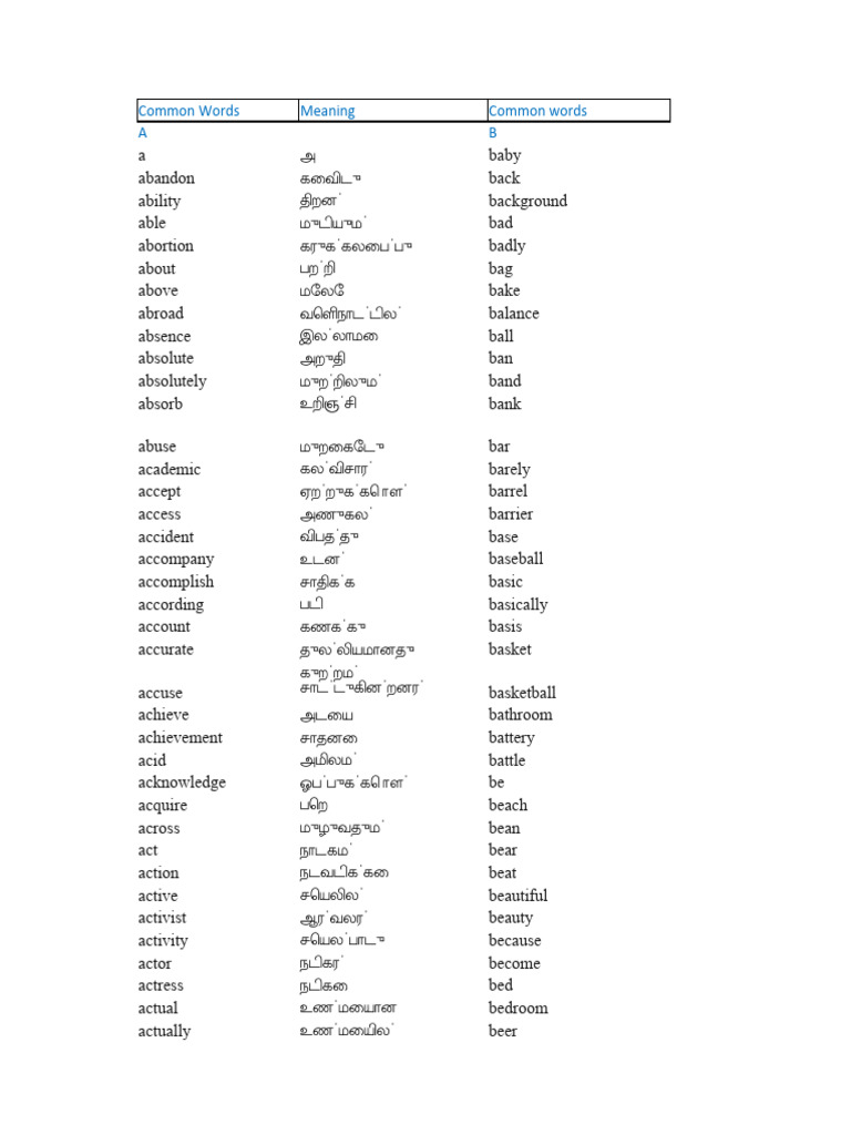 3000 Common Words | PDF