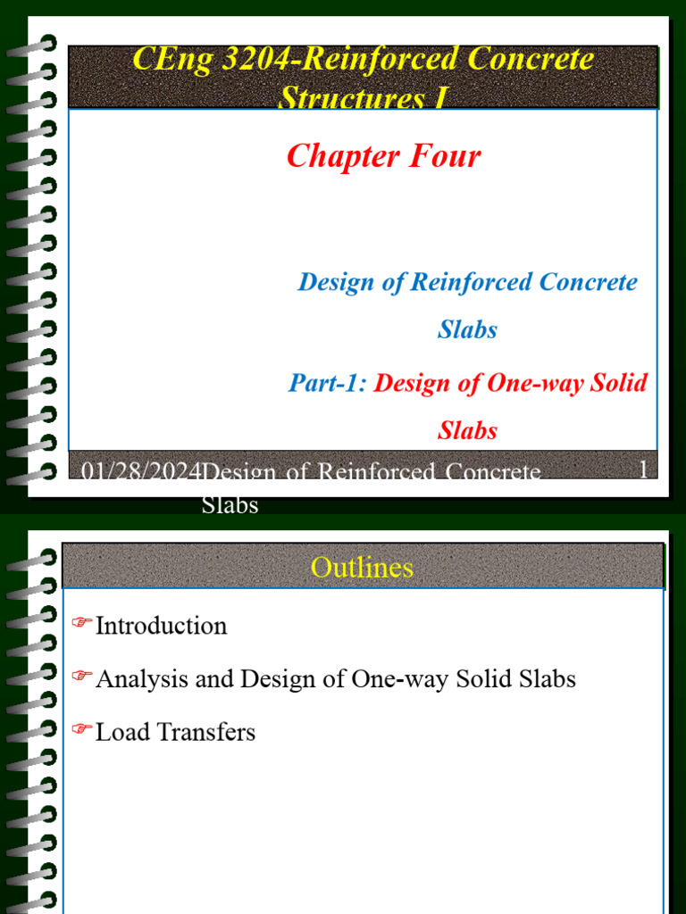 RC-I Chapter 4 One-Way Solid Slabs | PDF | Beam (Structure) | Reinforced Concrete