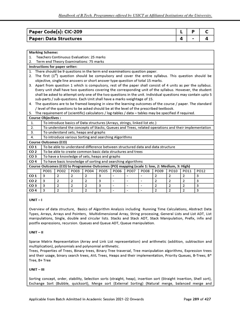 Syllabus Ds | Download Free PDF | Algorithms And Data Structures ... Syllabus Ds | Download Free PDF | Algorithms And Data Structures ...