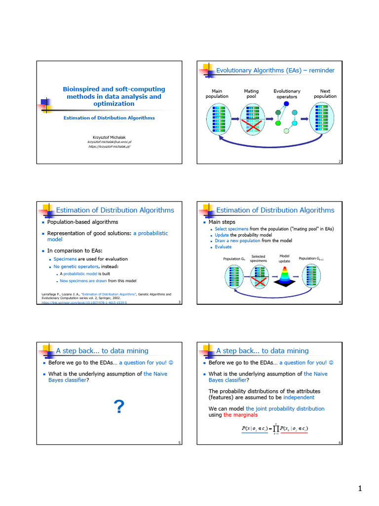 Bscm 04 Estimation Of Distribution Algorithms Pdf Statistics Algorithms 