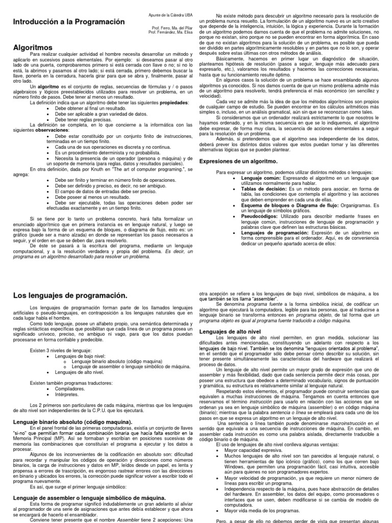 Programación, Algoritmos y Lenguajes | PDF | Programación | Programa de computadora