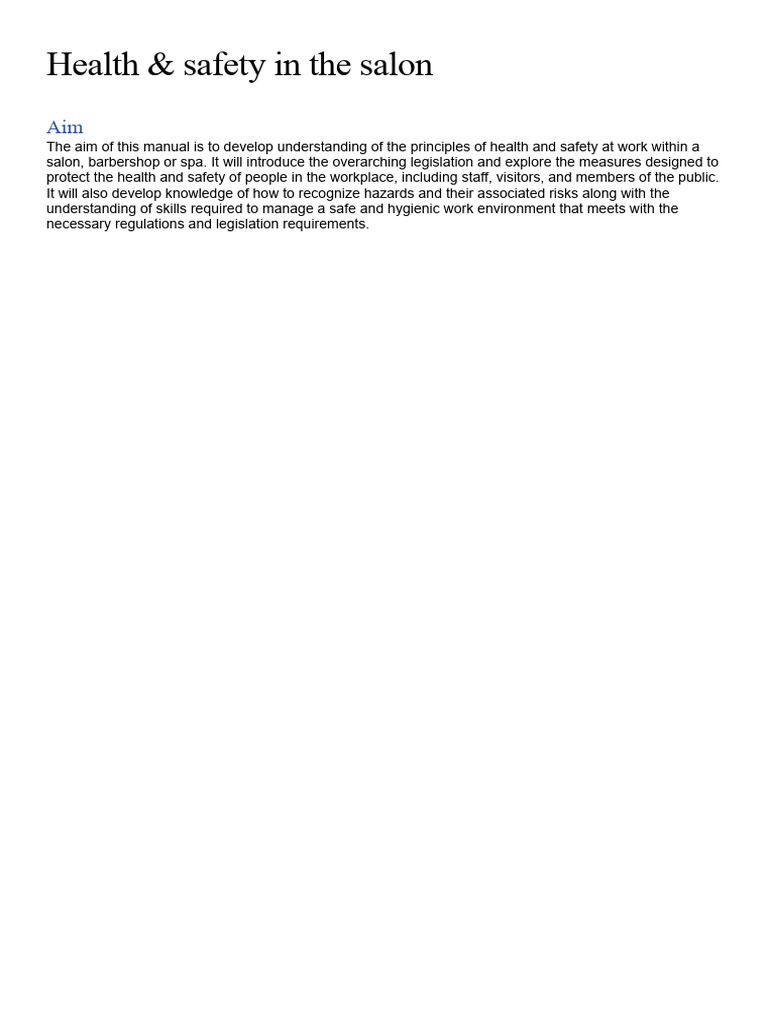 2020 Abt Health and Safety in The Salon | PDF | Infection ...