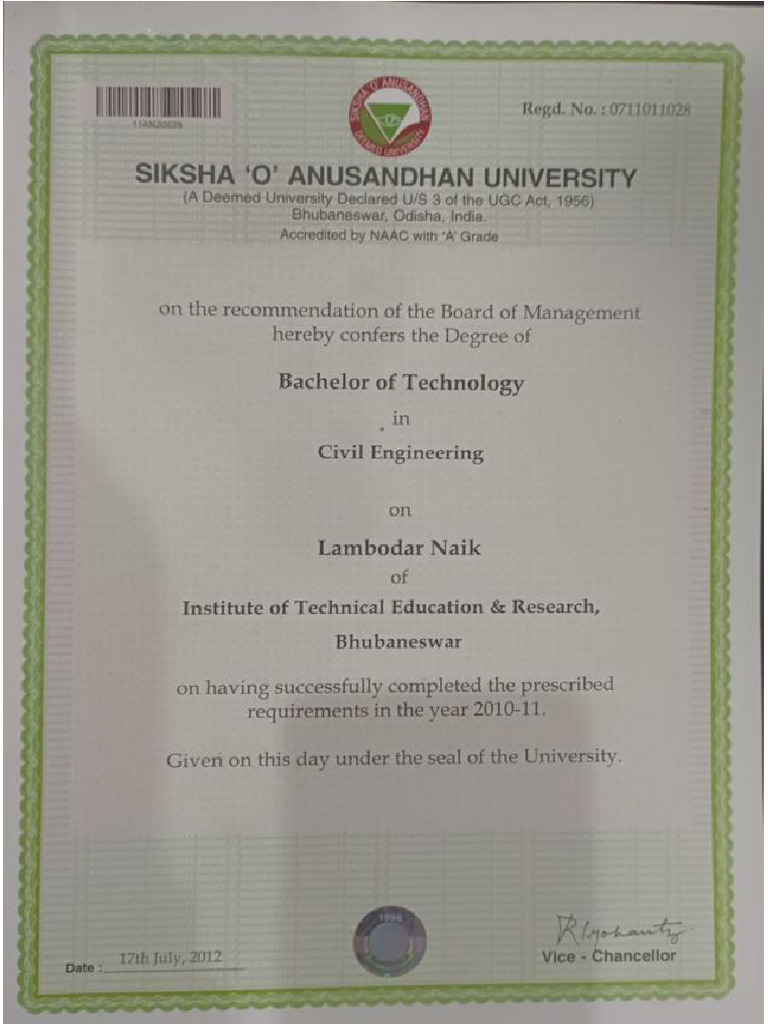 Degree Certificate Pdf