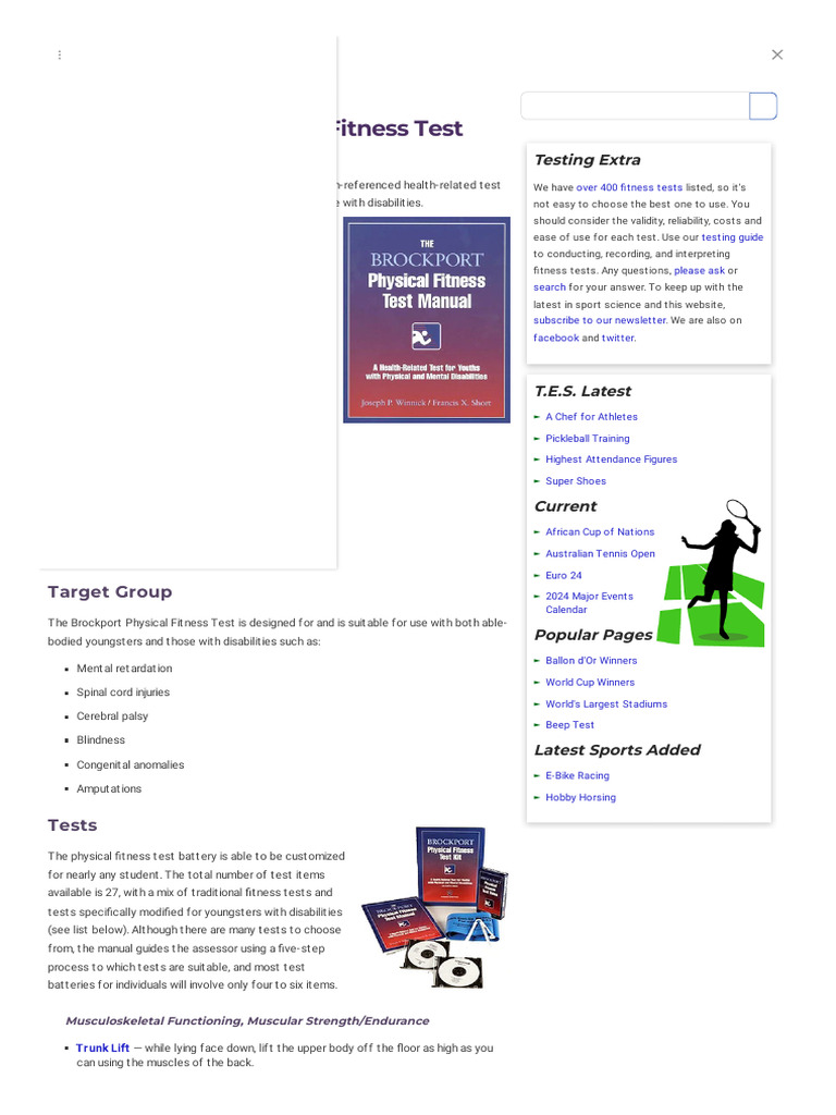 Overview of Brockport Fitness Test | PDF | Wheelchair | Human Anatomy