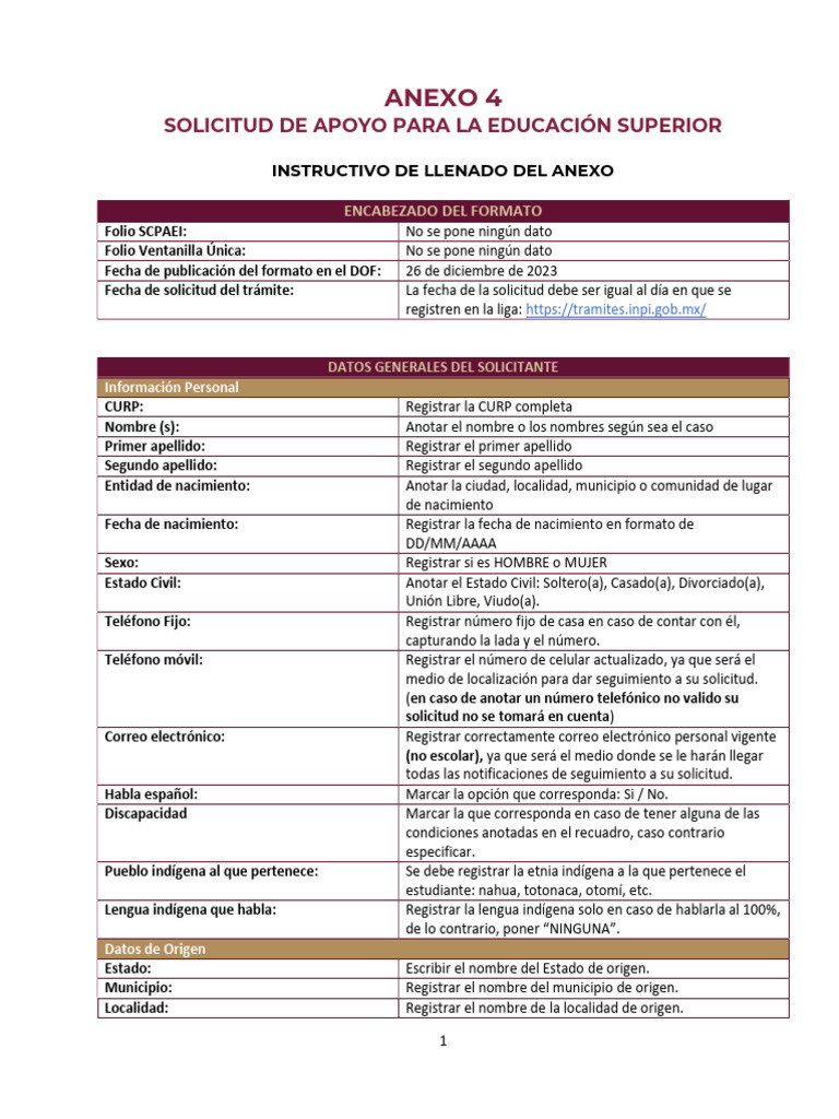 Instructivo Llenado Anexo 4 | PDF | Universidad