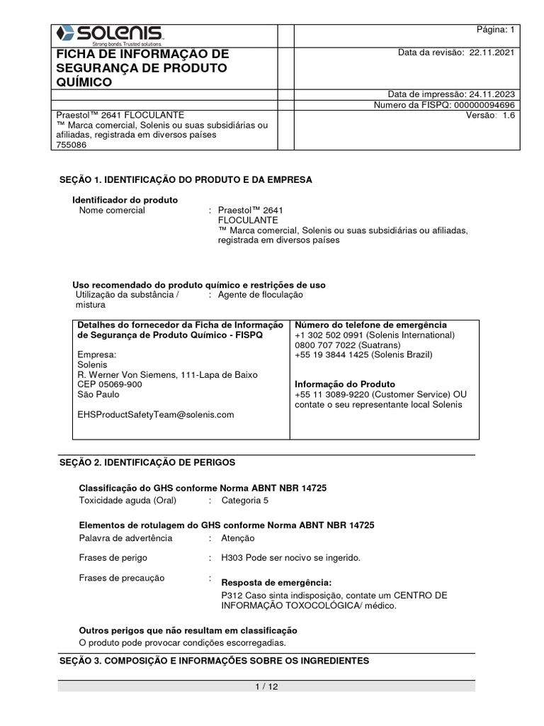 Praestol 2641 Bag 25KG | PDF | Desperdício | Química